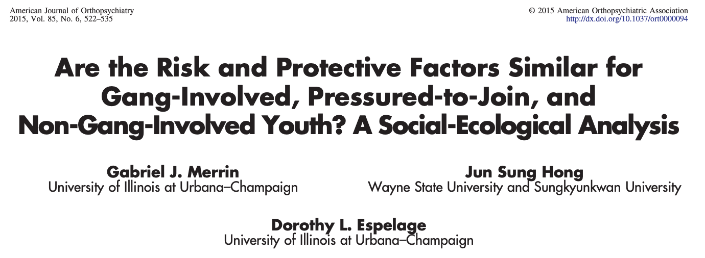 Are the Risk and Protective Factors Similar for Gang-Involved ...